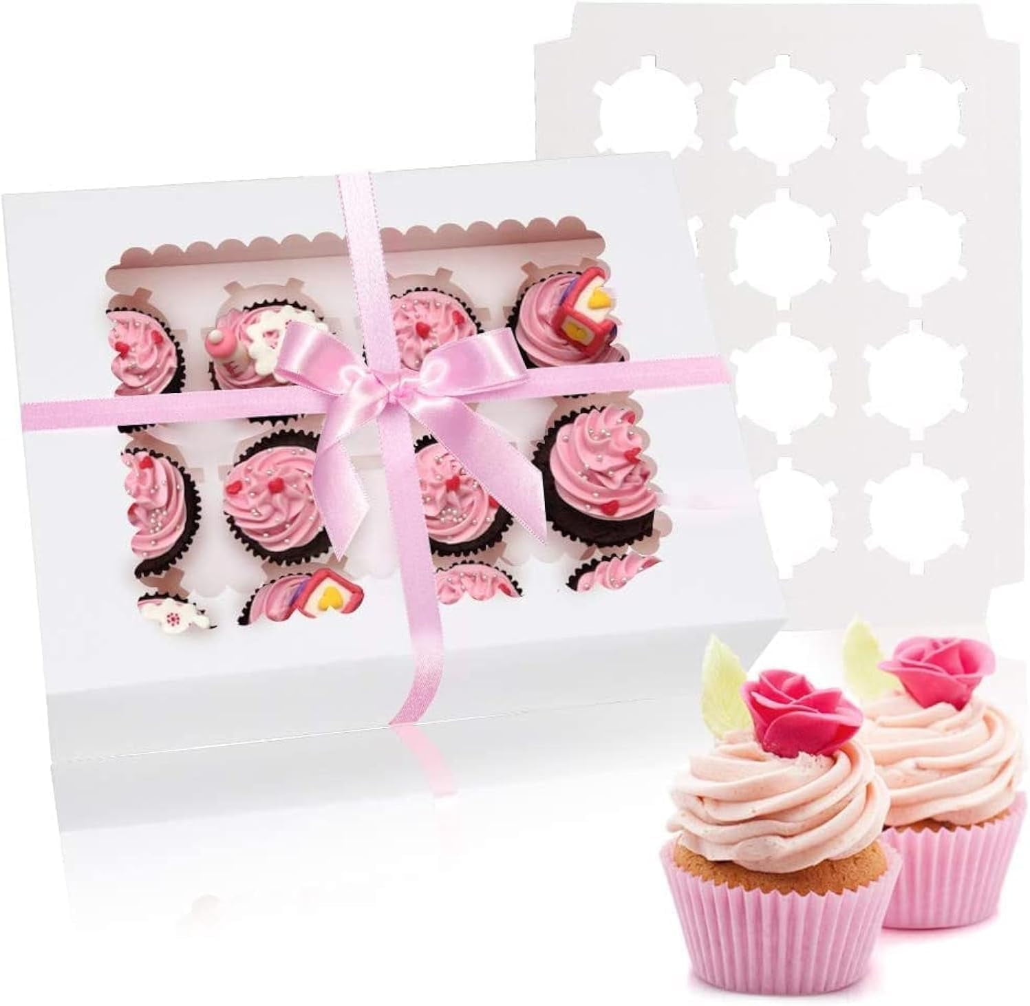 6 Pack Cupcake Boxes Hold 12 Standard Cupcakes, Food Grade Cupcake ...
