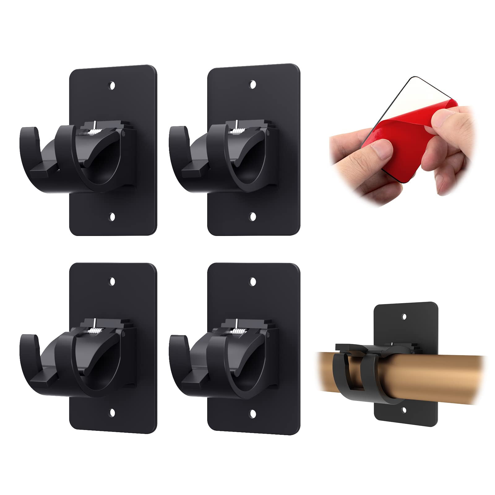 6-Pack Curtain Bracket Holders, Universal Self-Adhesive Wall Mounts ...