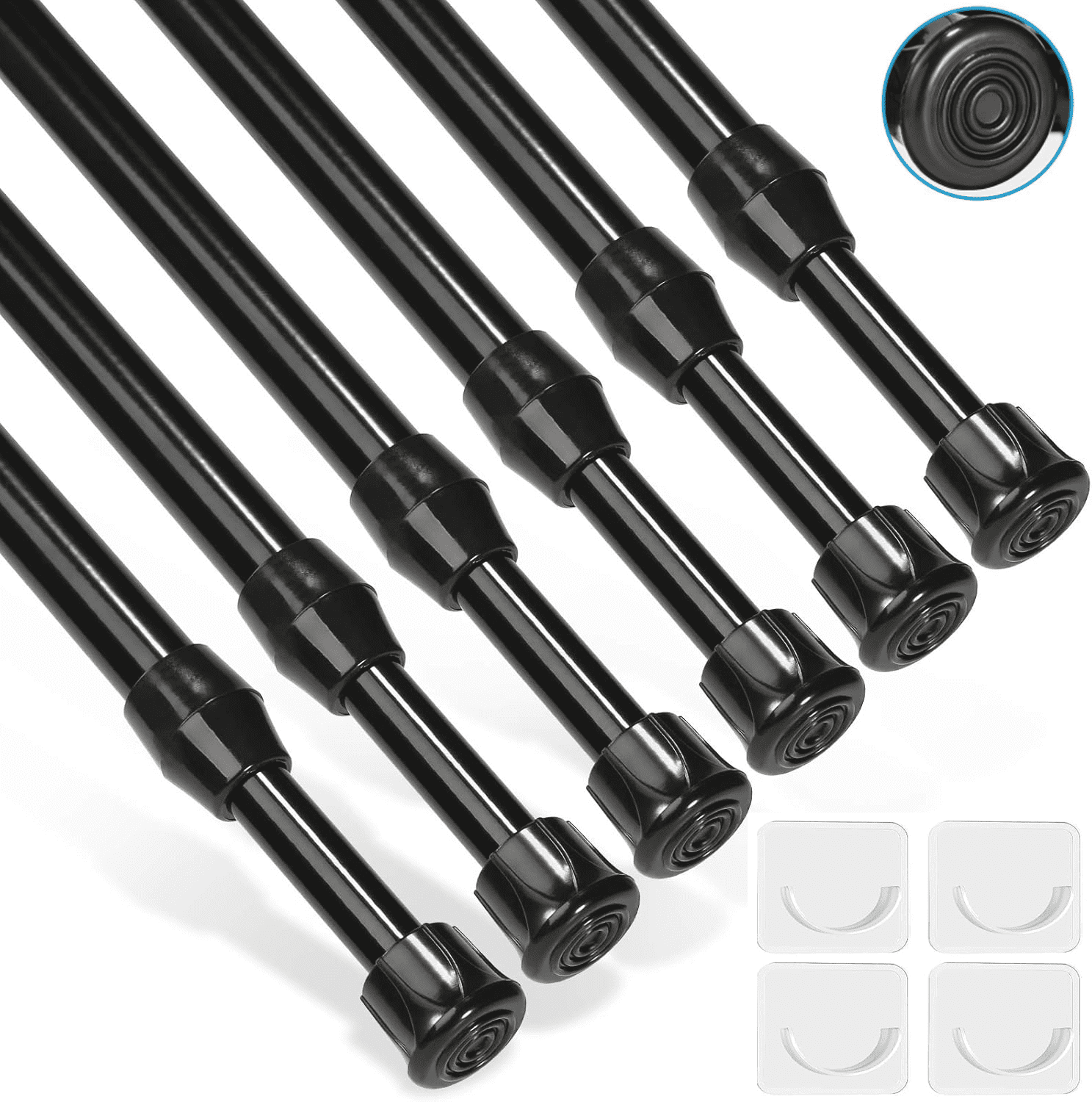 6 Pack Curtain Rod Adjustable 28-48 Inches, Expandable Spring Loaded ...