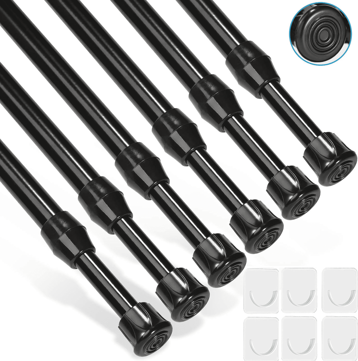 6 Pack Curtain Rod Adjustable 28-48 Inches,Expandable Spring Loaded ...
