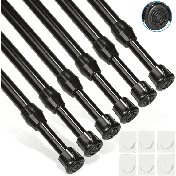 6 Pack Curtain Rod Adjustable 28-48 Inches,Expandable Spring Loaded ...