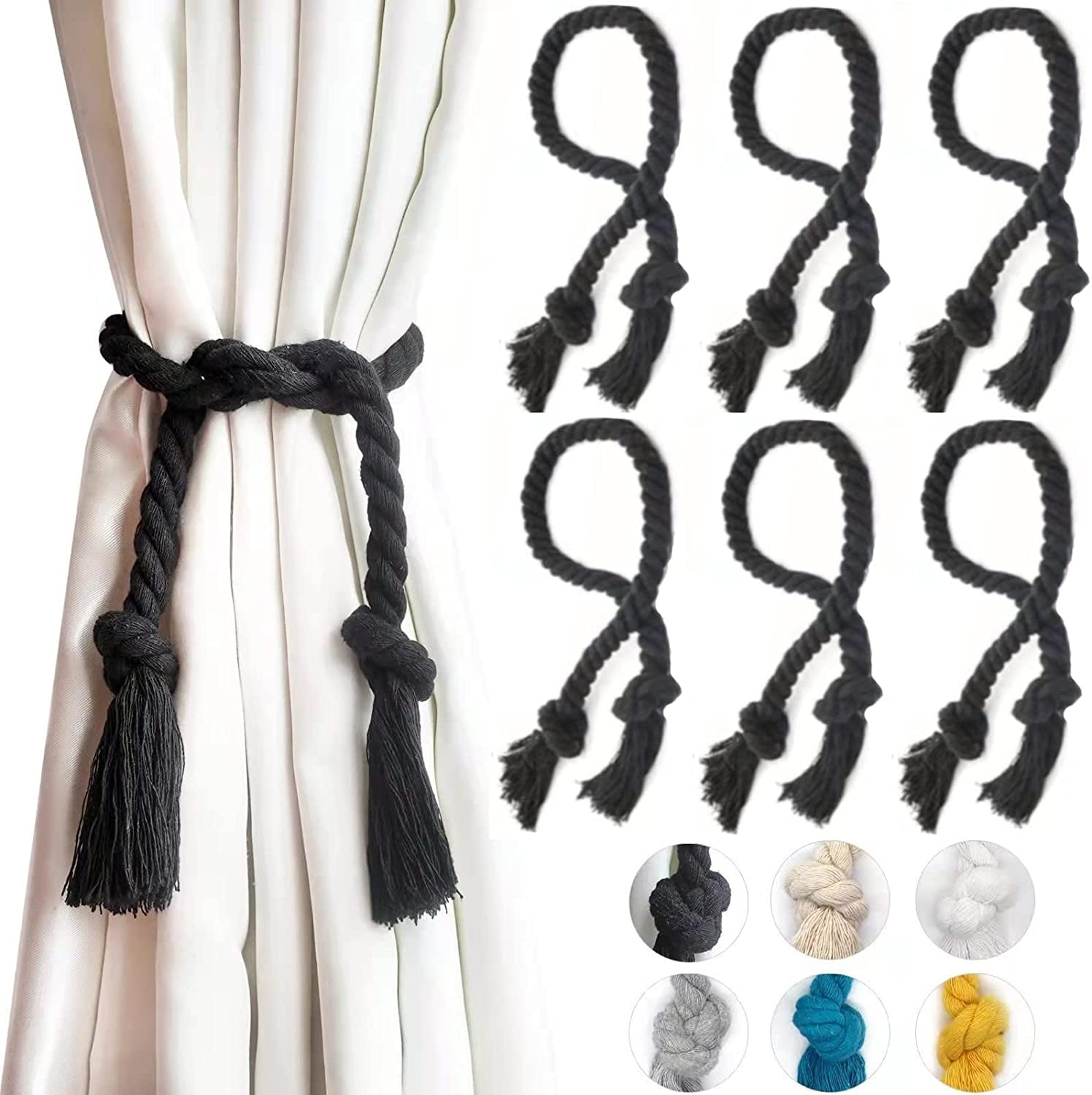 6 Pack Curtain Ties Rope, Outdoor Tiebacks for Patio Gazebo Pergola ...