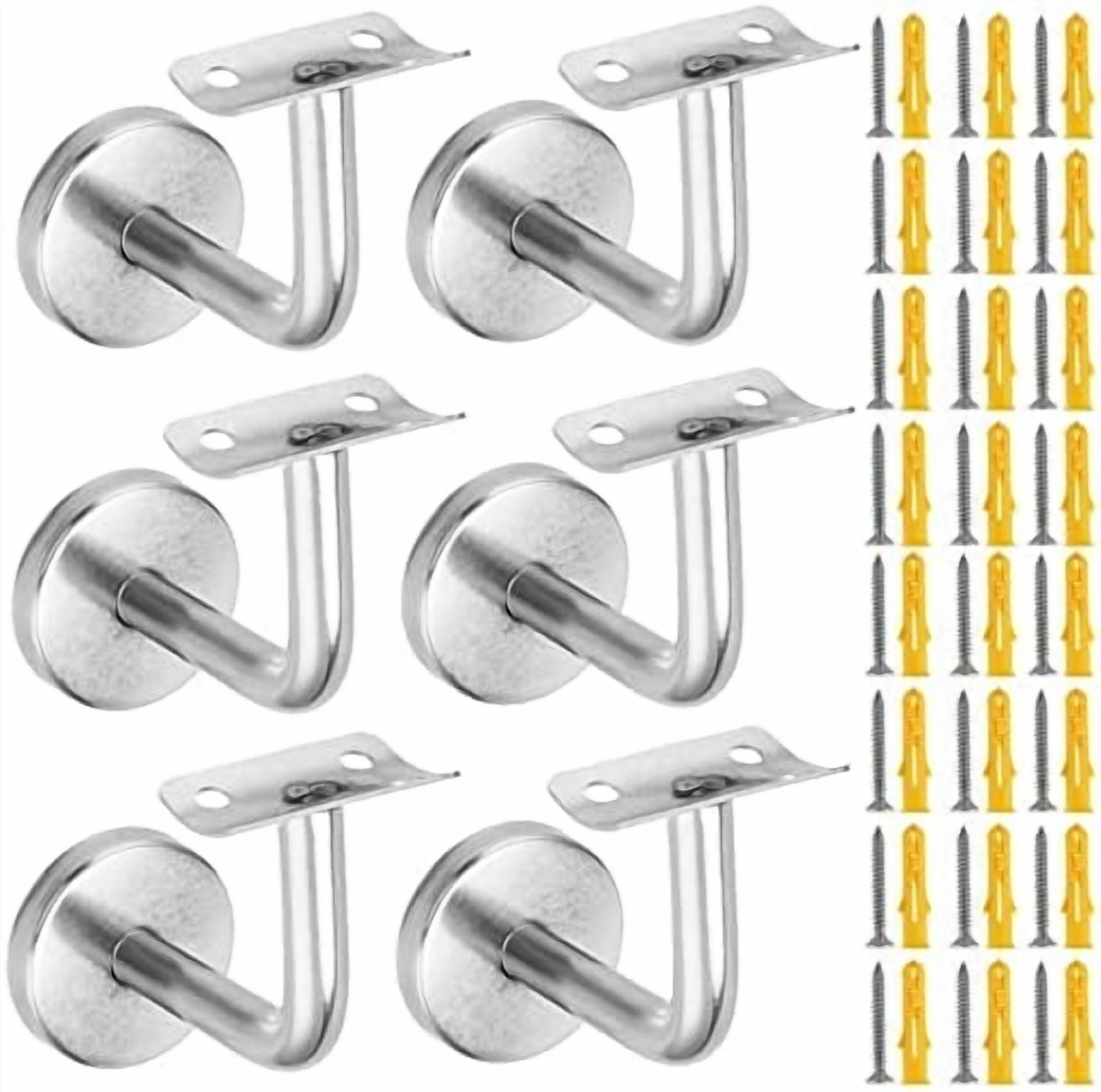 6 Pack Curved Handrail Brackets, Stainless Steel Staircase Brackets ...