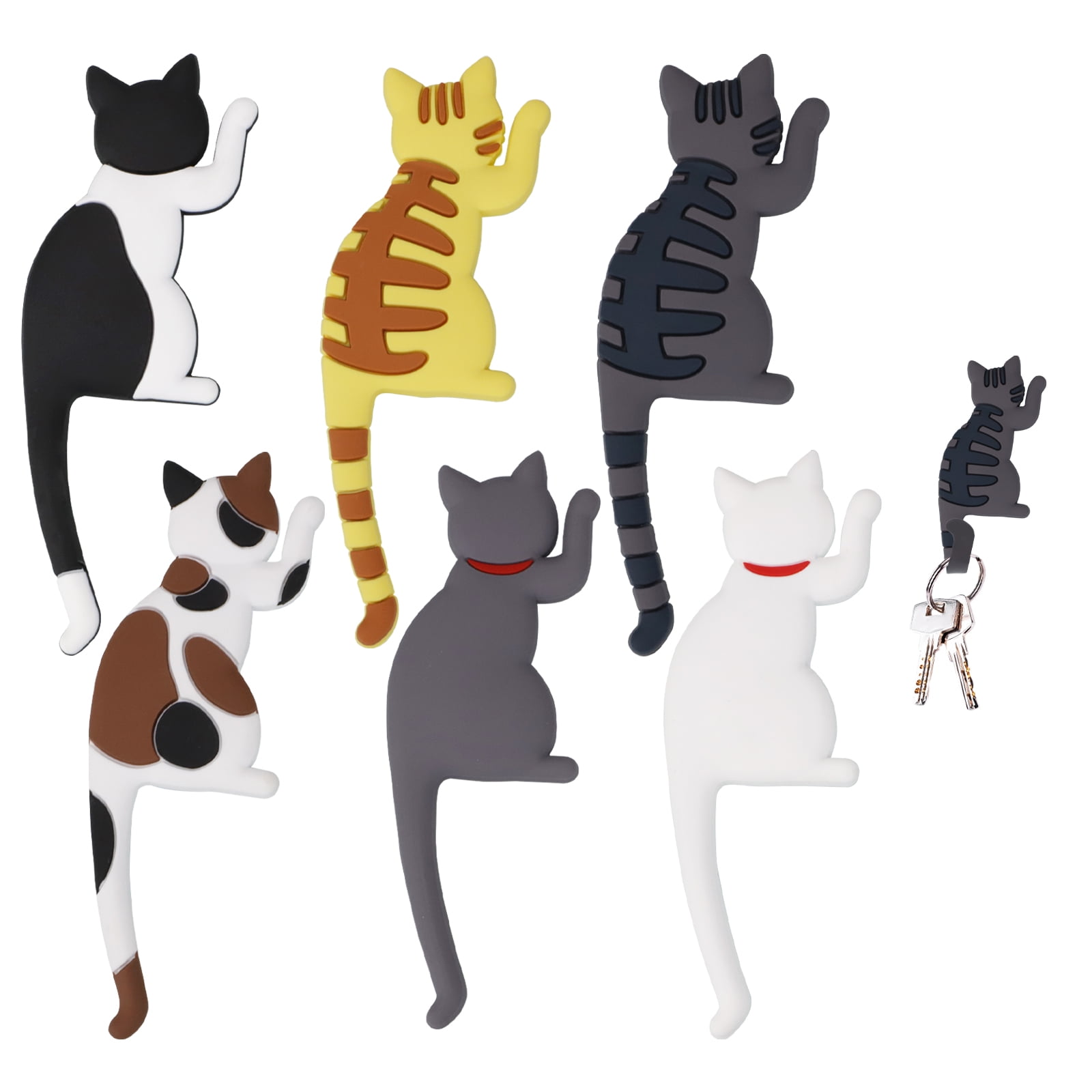 6 Pack Cute Fridge Magnets Cat Refrigerator Magnet Hanging Hook 2 in 1 ...