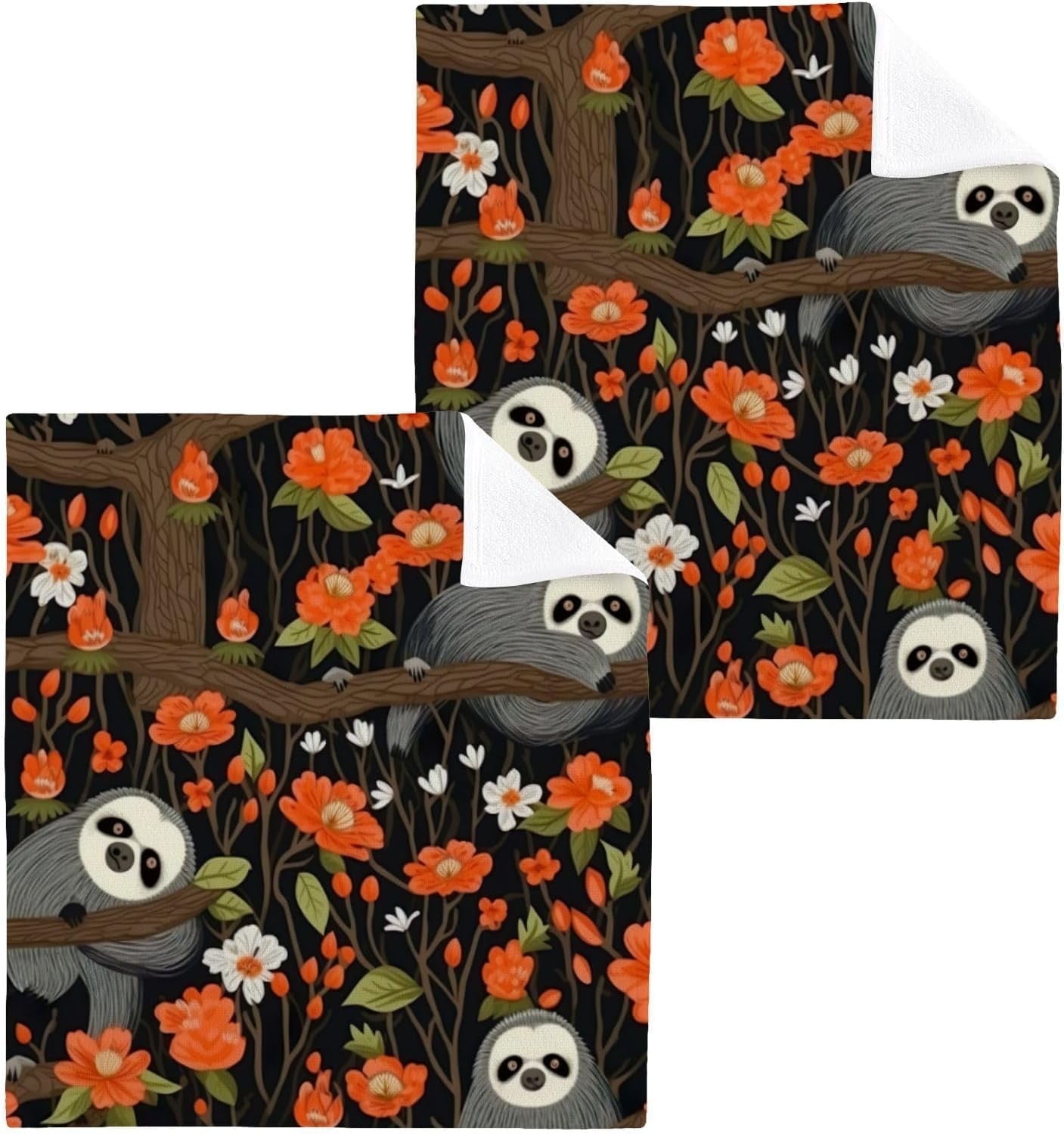 6 Pack Cute Sloths Pure Cotton Washcloths 12 x 12 Inch Reusable ...