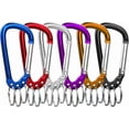 6 Pack D-Shape Aluminum Alloy Carabiner Clip Keychain with 3 Key Rings ...