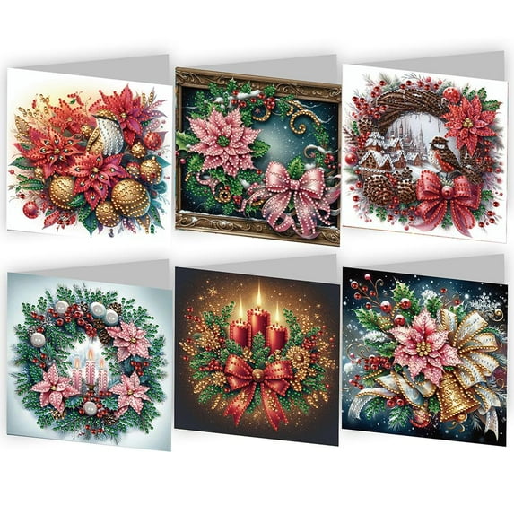 6-Pack DIY Diamond Art Christmas Greeting Cards Kit, Art Crafts Kit ...
