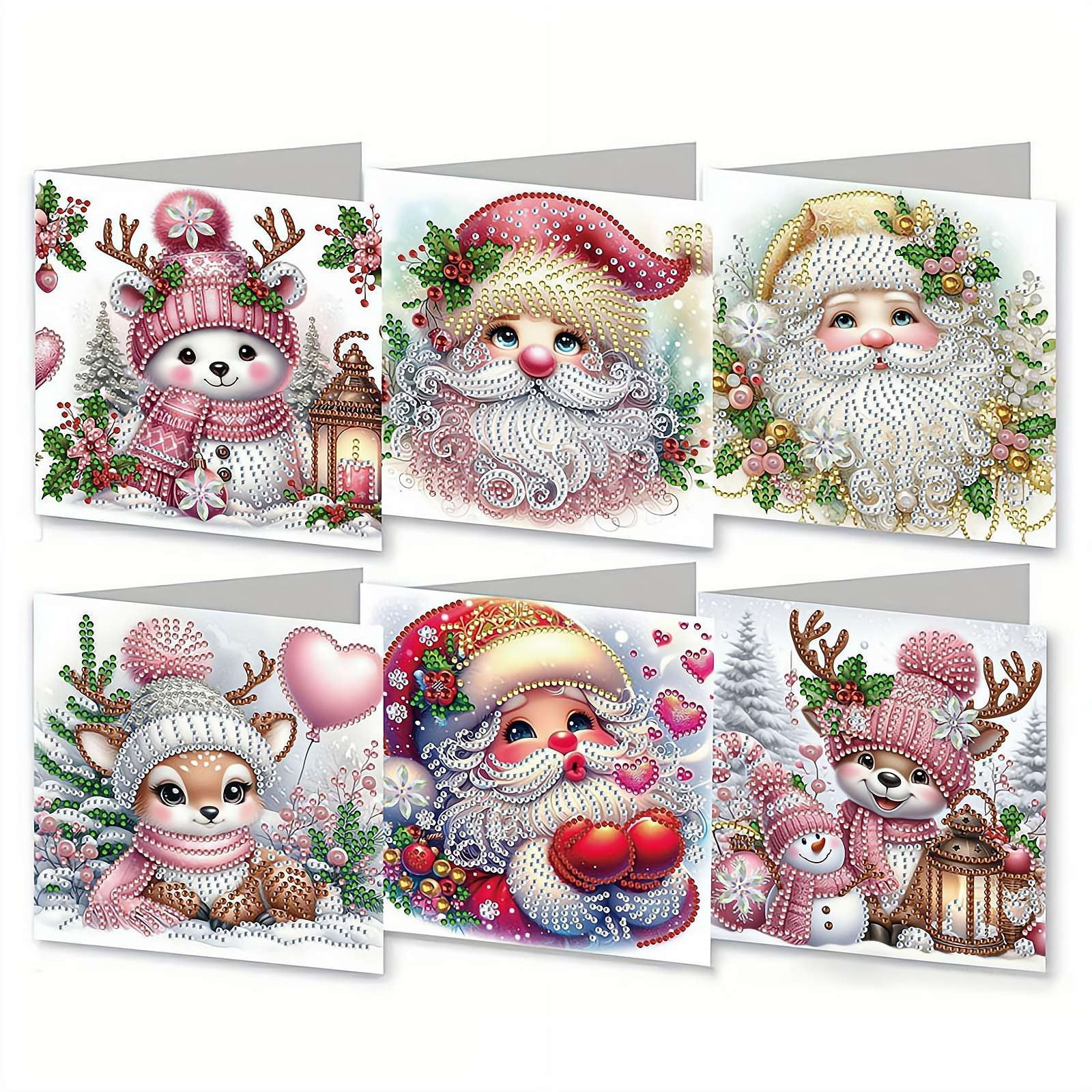 6 Pack DIY Diamond art Painting Greeting Card Kit Xmas, 5D Diamond Art ...
