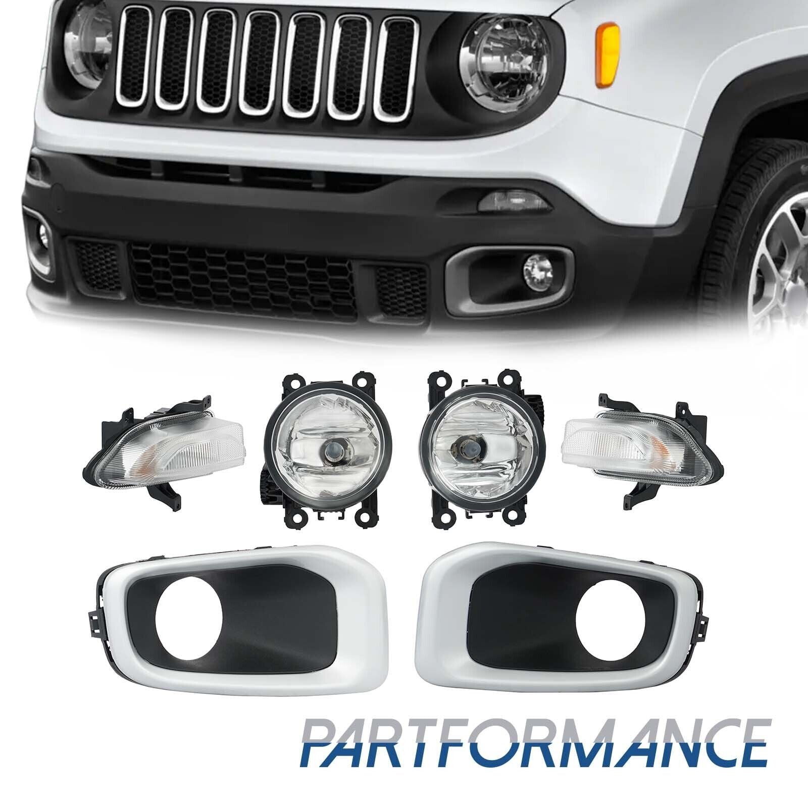 6 Pack DRL Park Turn Signal Fog Light with Cover for for Jeep Renegade ...