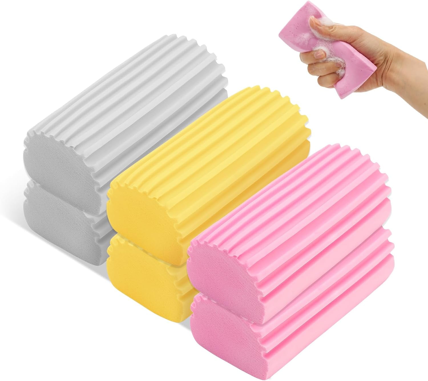 6-Pack Damp Clean Duster Sponge, Sponge Cleaning Brush,Scraping Duster ...