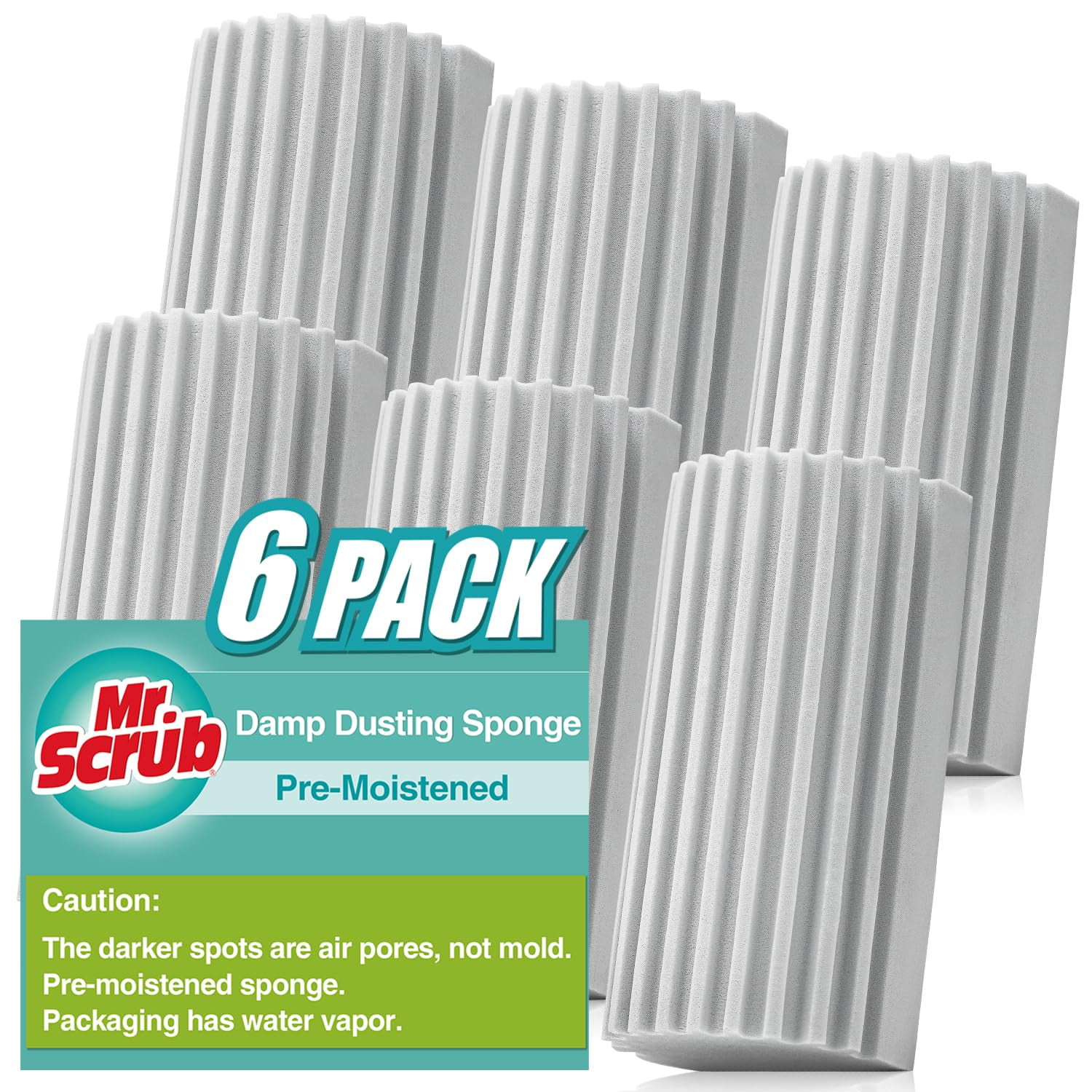6 Pack Damp Dusting Sponge Duster, Grey Dust Cleaning Sponge, Reusable ...