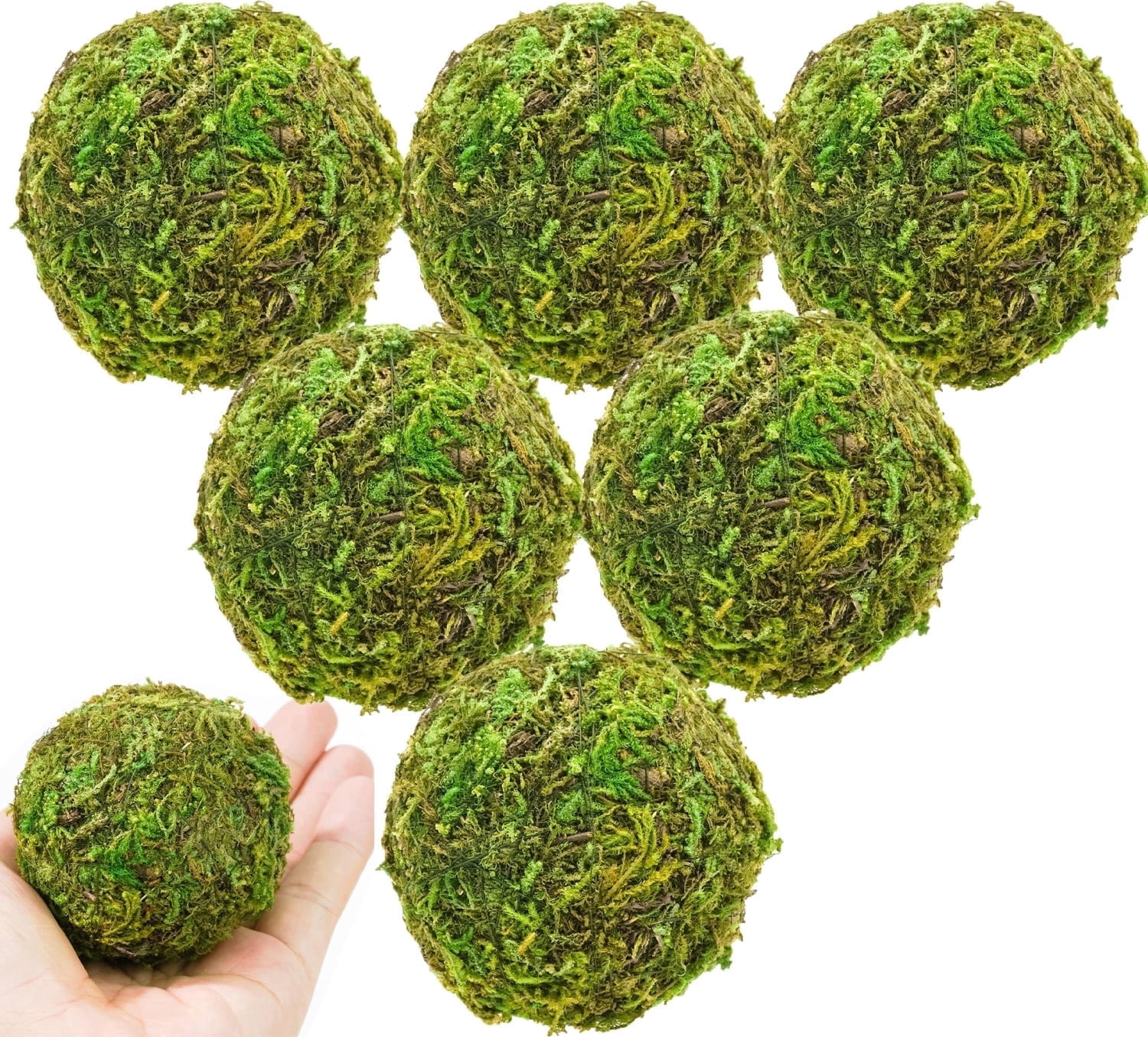 6 Pack Decorative Faux Dried Moss Balls,Bexikou 6Pcs 3.5" Artificial ...