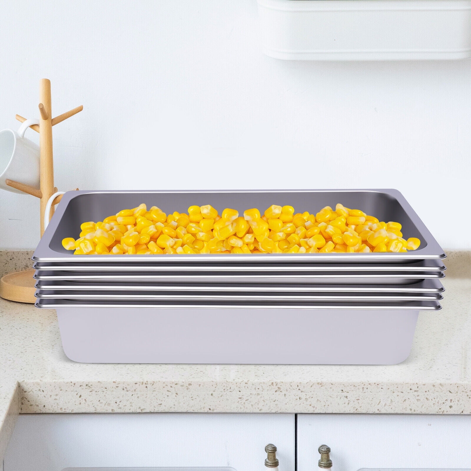 6 Pack Deep Stainless Steel Mixing Bowl Table Pan Stackable Economical ...