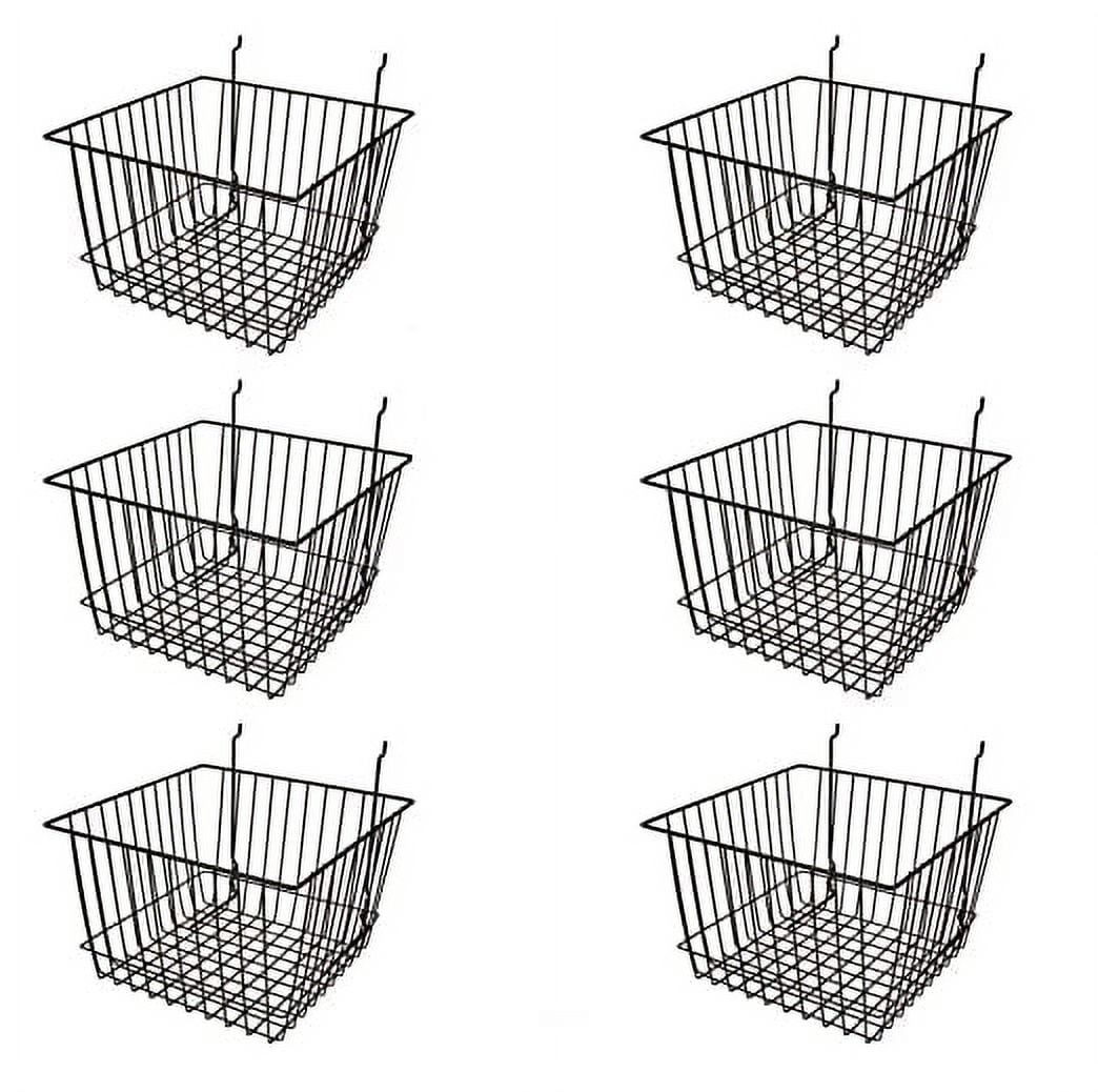 6 Pack Deep Wire Storage Baskets for Gridwall and Slatwall, 12"x12"x8 ...