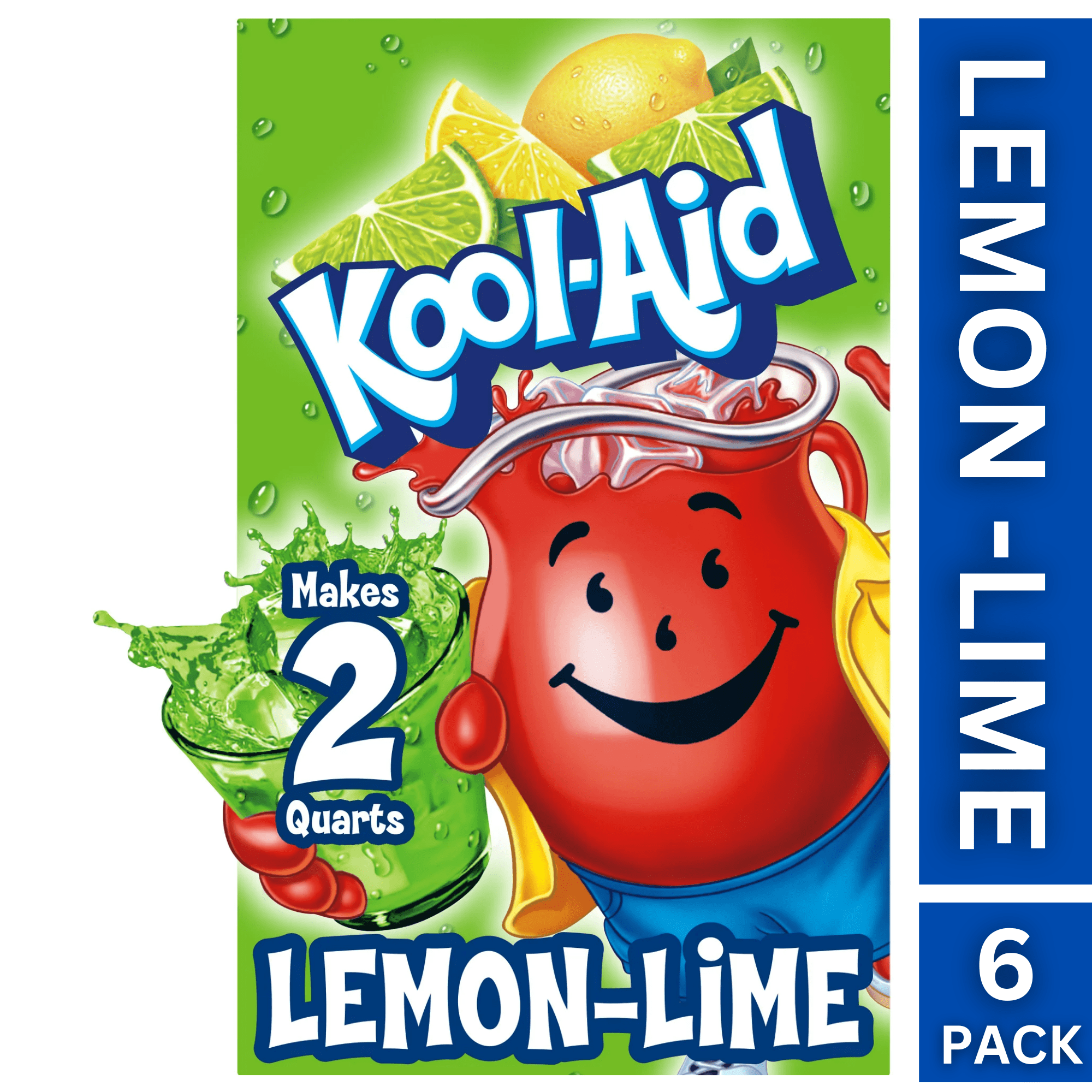 Kool-Aid Lemon Lime Unsweetened Powdered Drink Mix, 6 Pack, Water Sugar ...