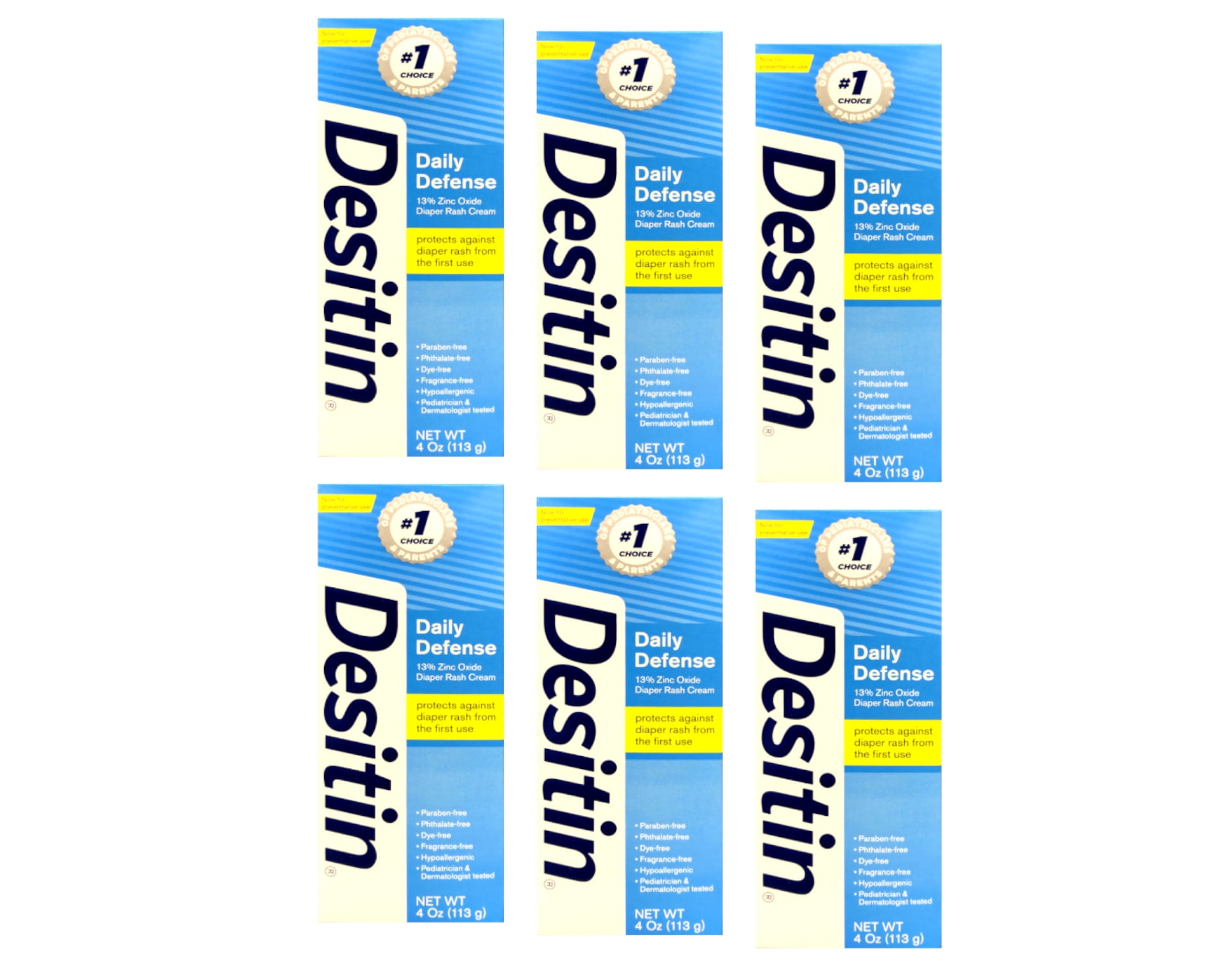 6 Pack - Desitin Daily Defense Zinc Oxide Diaper Rash Cream, 4 Oz ...