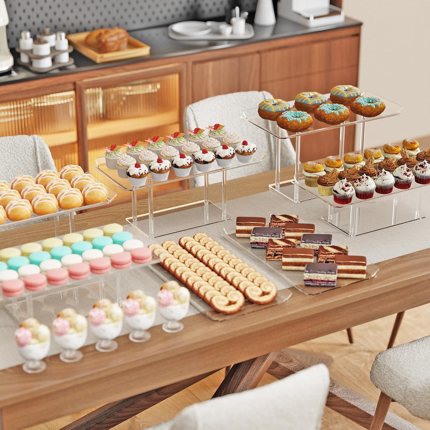 6 Pack Dessert Table Display Set, Clear Acrylic Dessert Display Stands ...