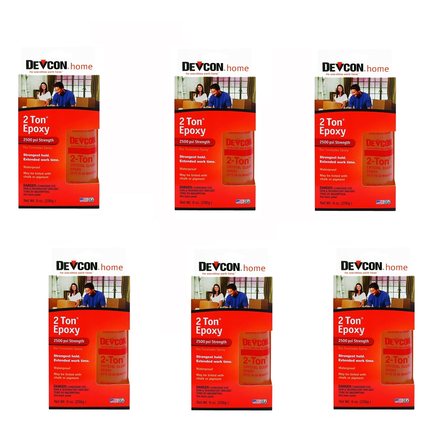 6 Pack Devcon 33345 S-33 2 Ton Crystal Clear Epoxy - Walmart.com