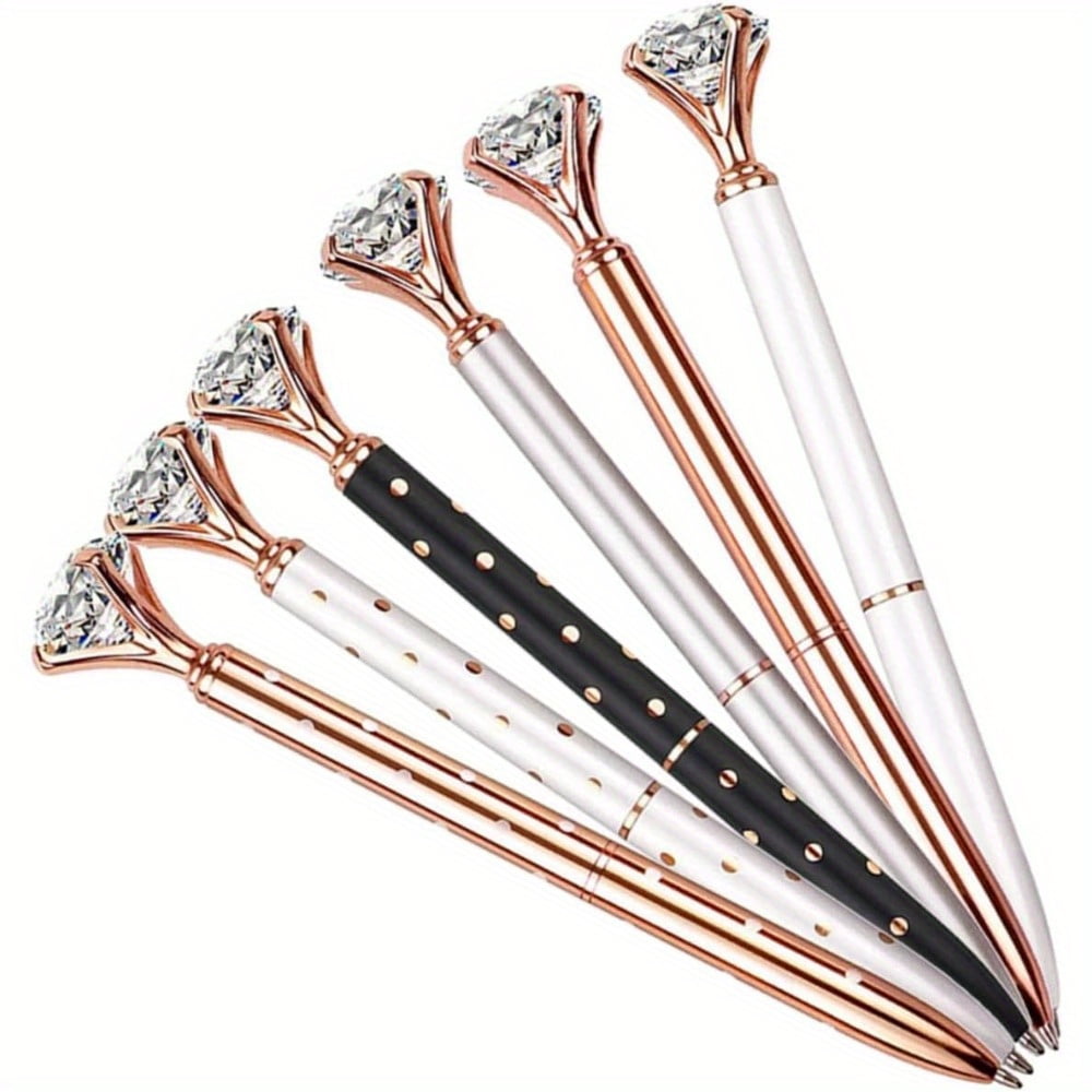 6-Pack Diamond Ballpoint Pens, Luxury Metal Pens with Large Crystals, 6 ...