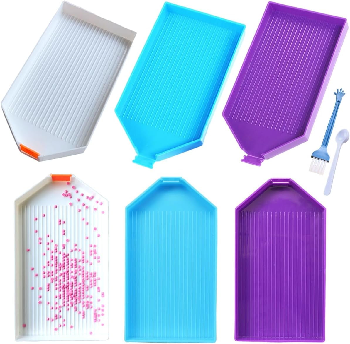 6 Pack Diamond Painting Trays, Colorful and Mixing Plastic Bead Sorting ...