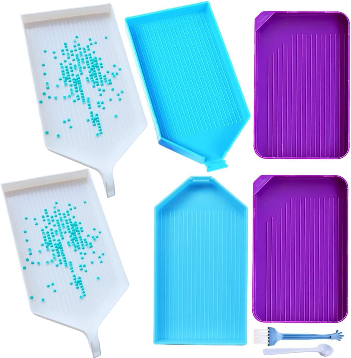 6 Pack Diamond Painting Trays, Purple Blue Mixing Plastic Bead Sorting ...