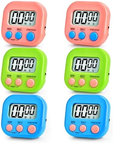 6 Pack Digital Kitchen Timer Multi-Function Electronic Timer Magnetic Digital Timer Countdown ...