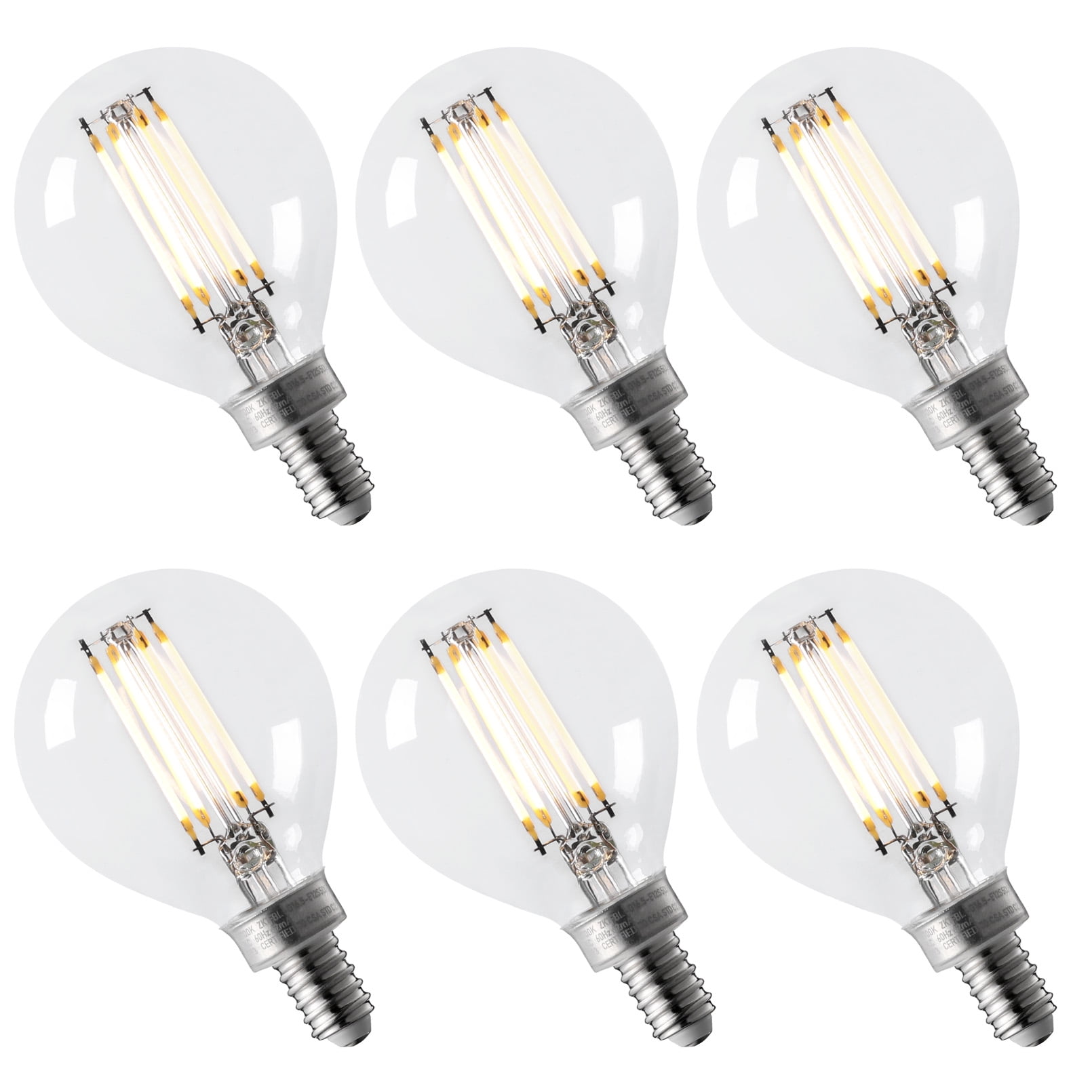 6 Pack Dimmable G16.5 LED Bulb, 5.5W (60W Eqv.), E12 Base, 500lm ...