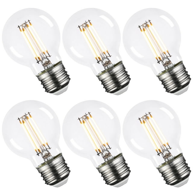 6 Pack Dimmable G16.5 LED Bulb, 5.5W (60W Eqv.), E26 Base, 500lm ...