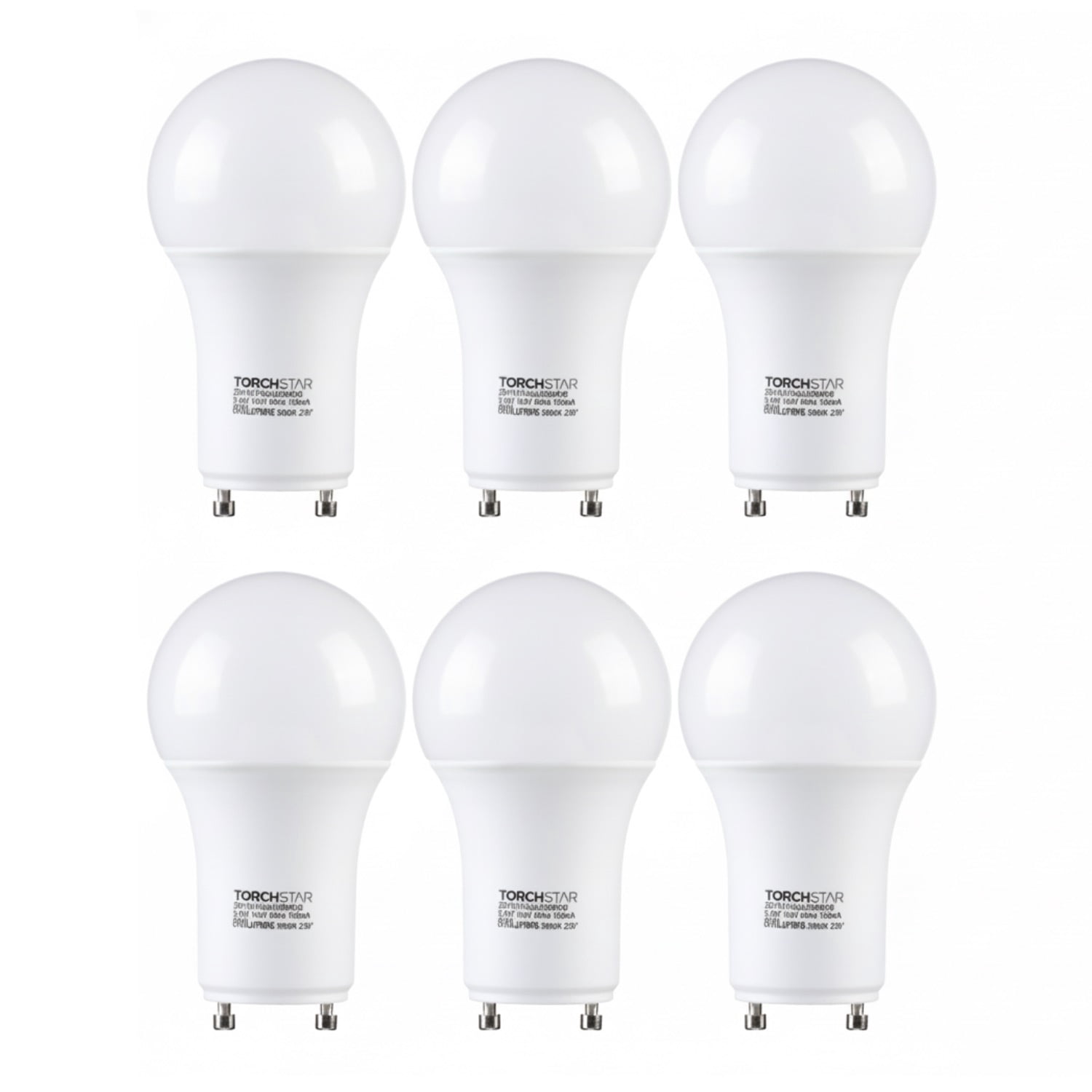 6 Pack Dimmable GU24 Base A19 Light Bulb, 9.5W LED Bulb, 60W Equivalent ...