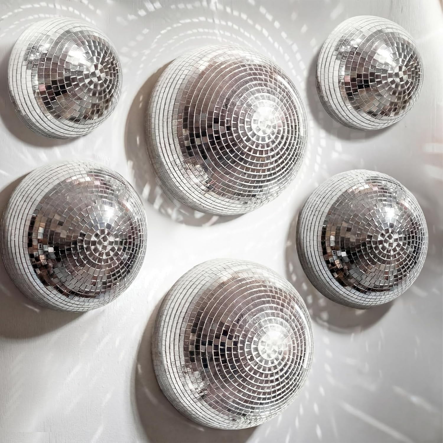 6 Pack Disco Ball Wall Decor 8/6/4 Inch 3D Half-Disco Ball Reflective ...