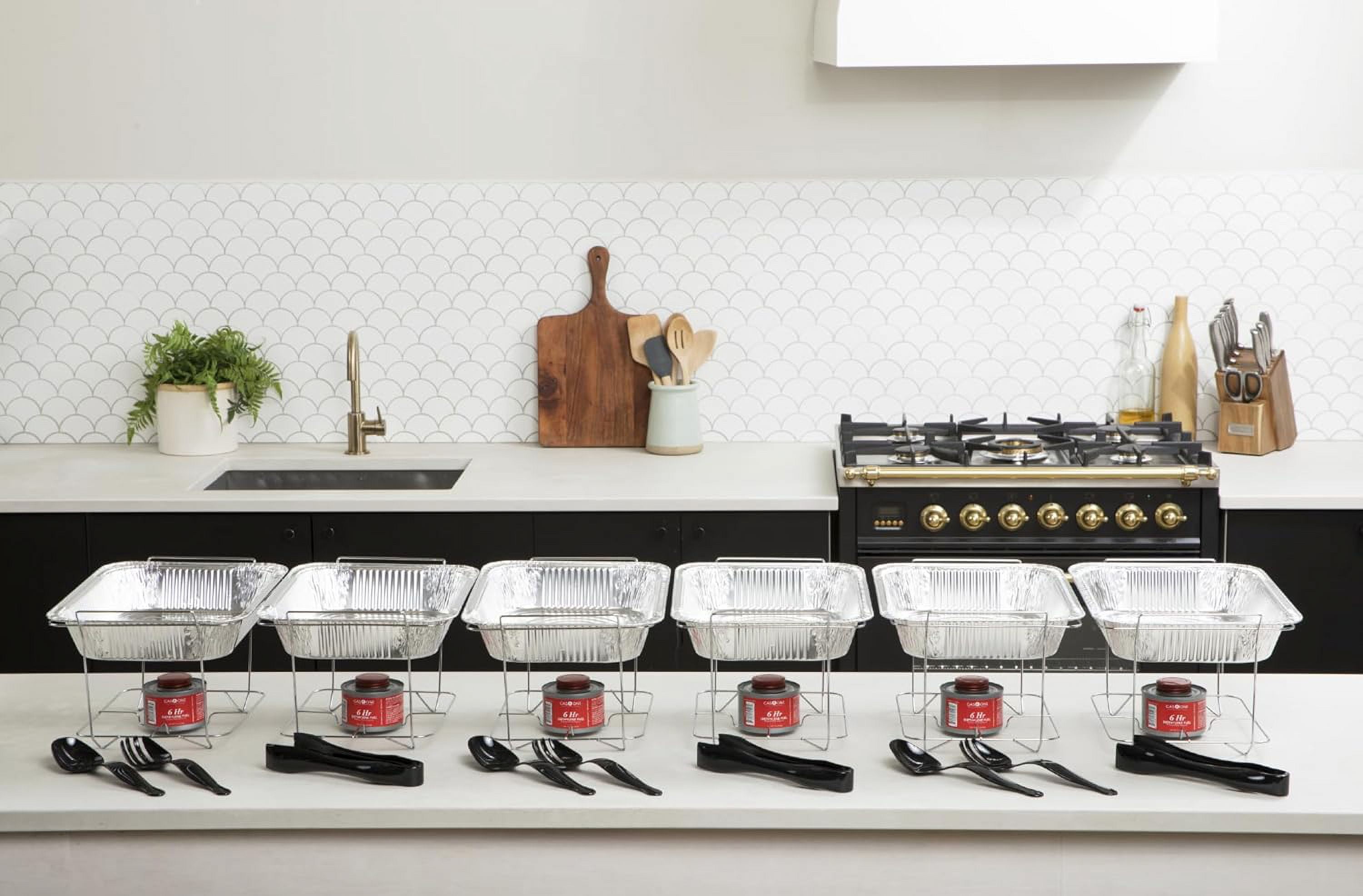 6 Pack - Disposable Chafing Dish Buffet Set, Welded Body Food Warmers ...