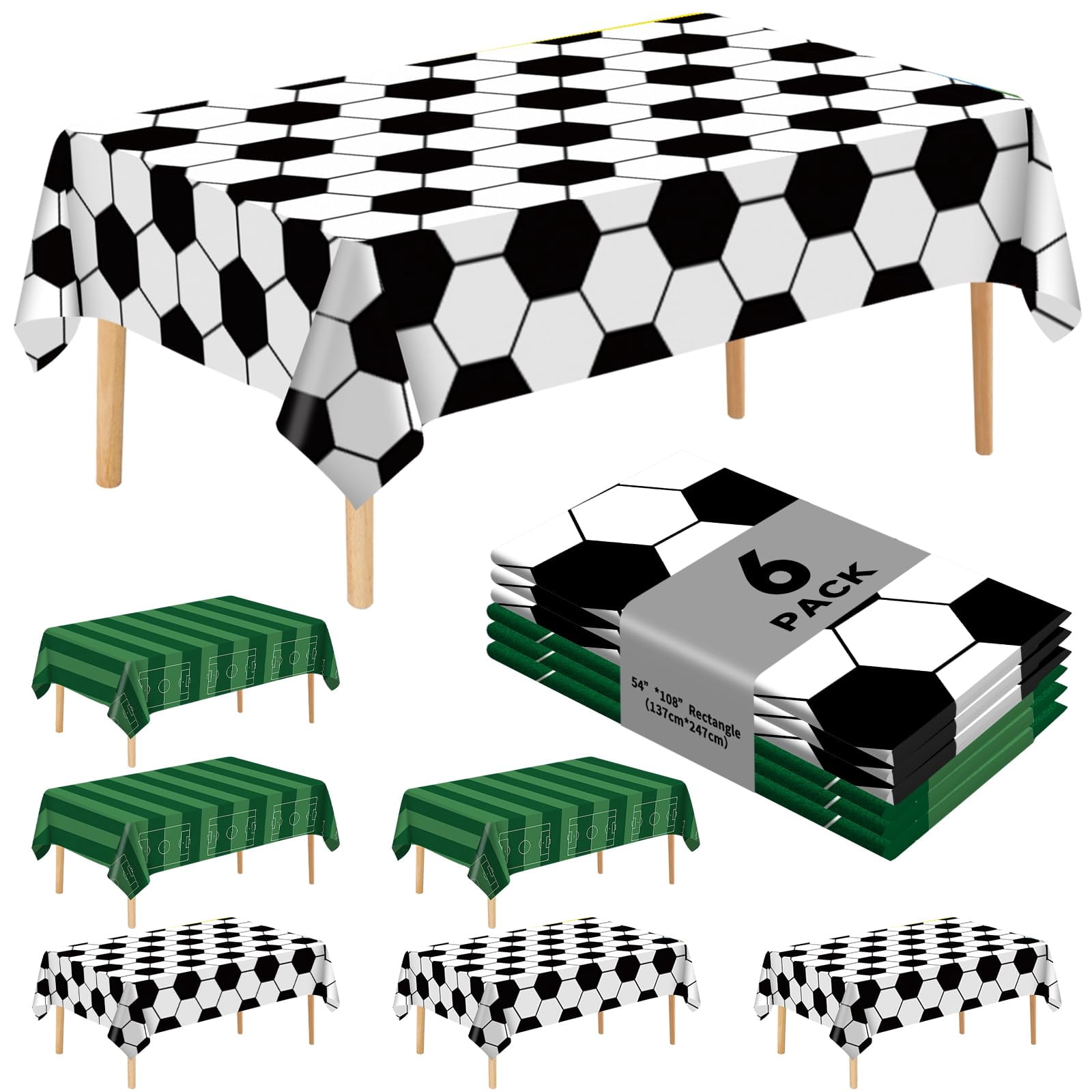 6 Pack Disposable Plastic Tablecloth 54"x108" Party Table Covers for 6 ...