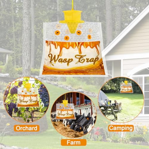 6 Pack Disposable Wasp Traps Outdoor Hanging Carpenter Bee Traps for ...
