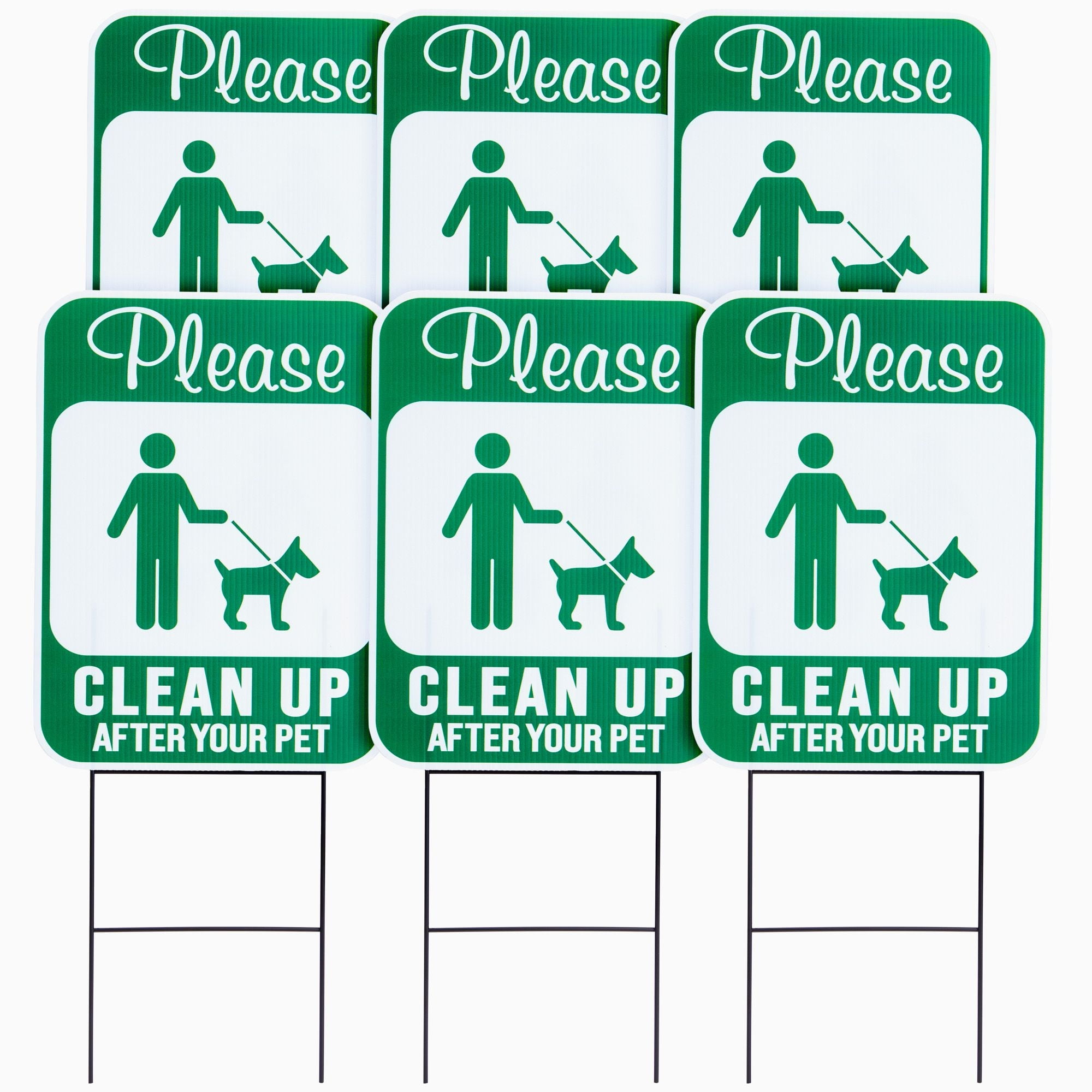 6-Pack Weather-Resistant Dog Poop Signs for Yard, Please Clean Up After ...
