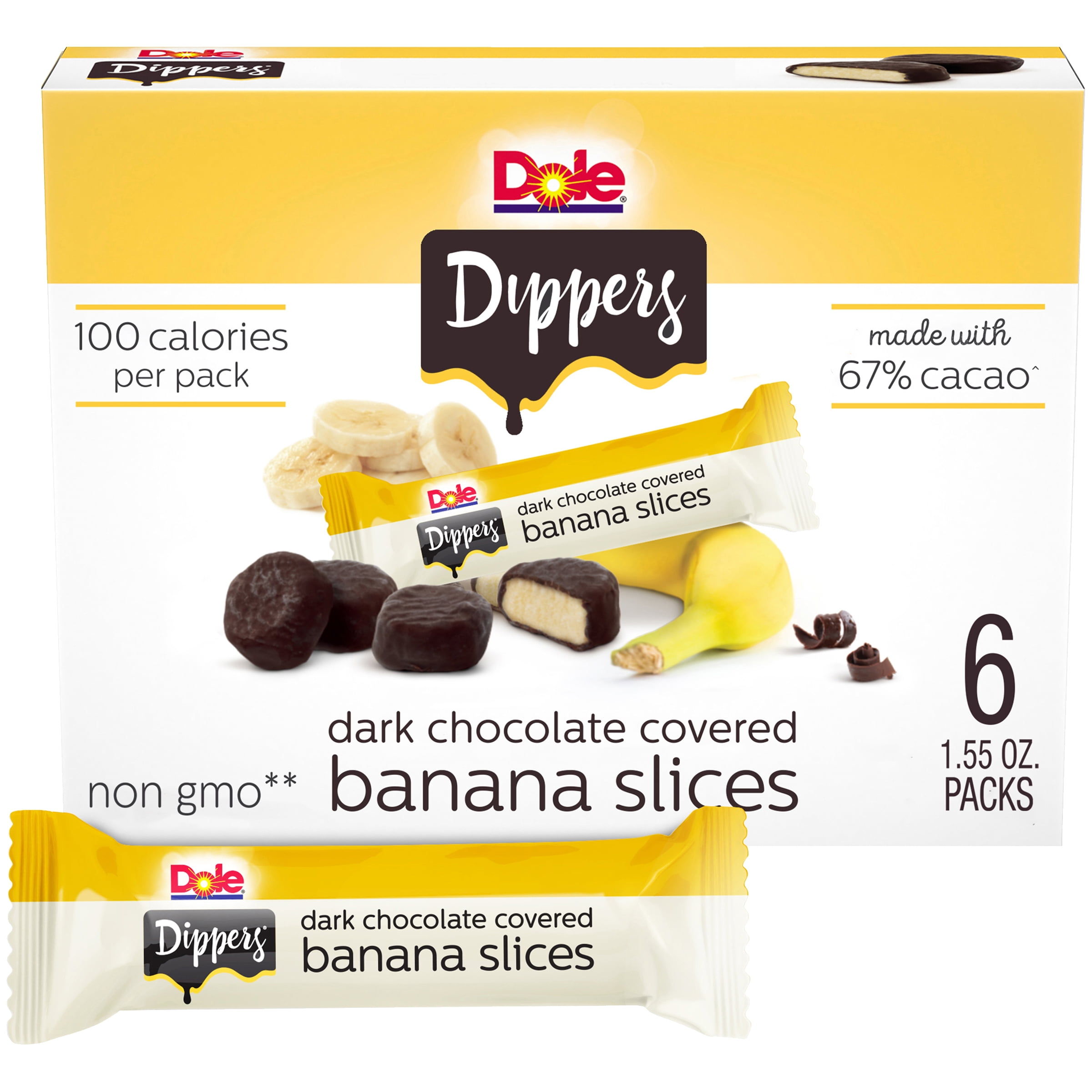 (6 Pack) Dole Dark Chocolate Frozen Banana Dippers, 1.55 oz - Walmart.com