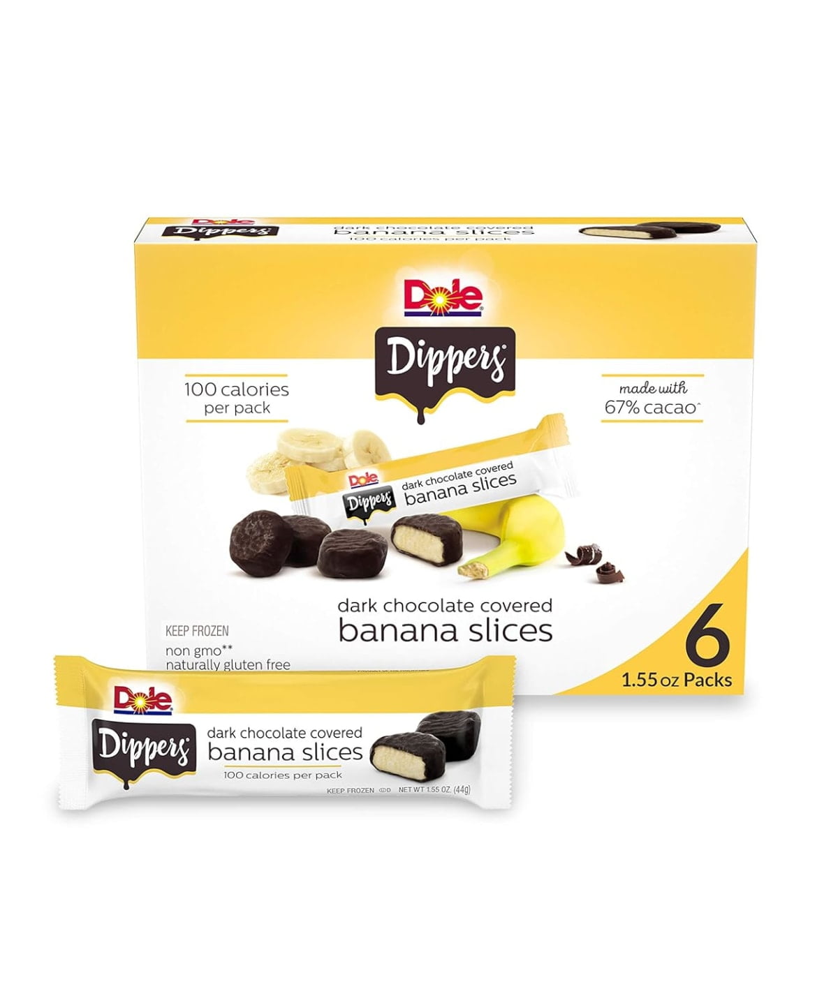 (6 Pack) Dole Dark Chocolate Frozen Banana Dippers, 1.55 oz - Walmart.com