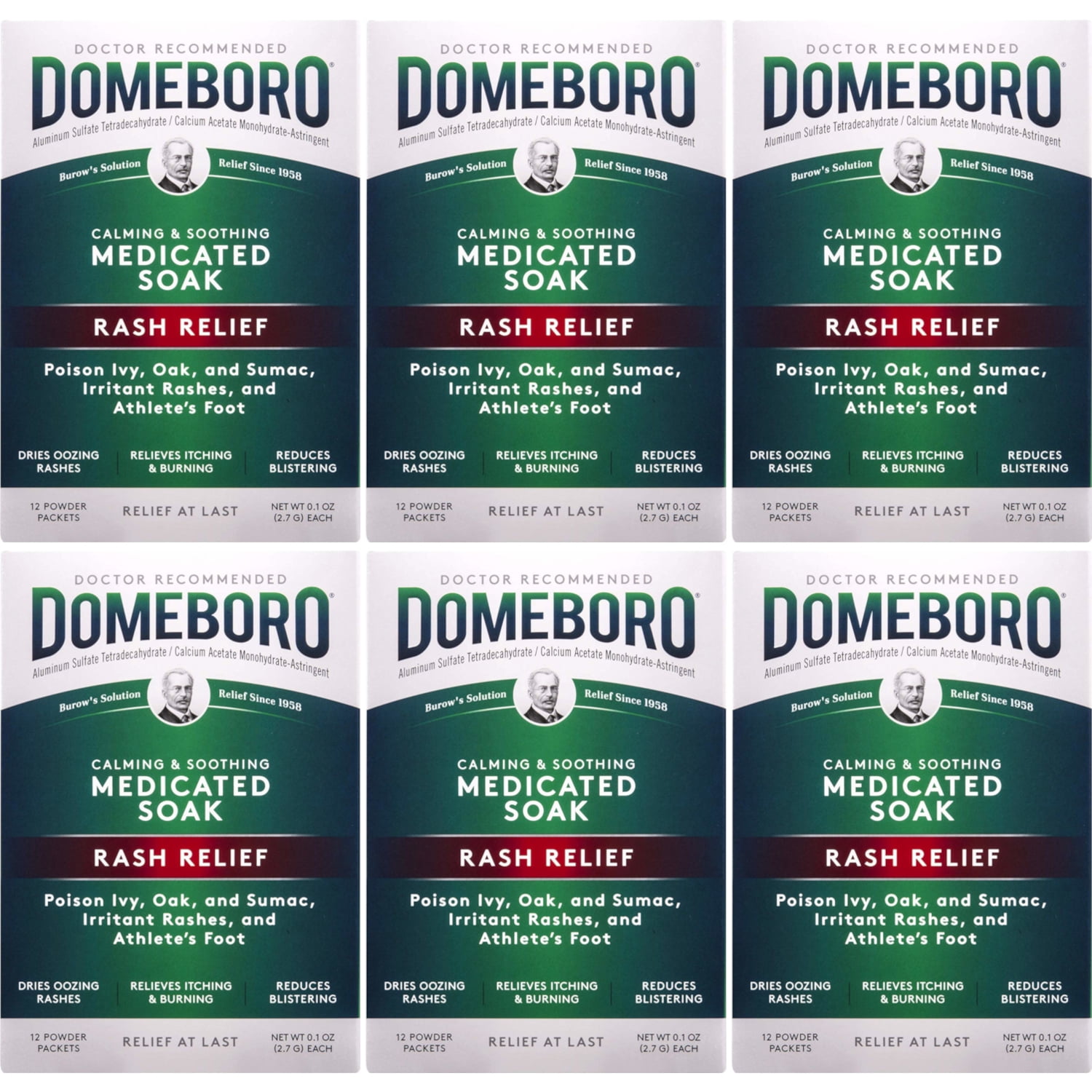 Domeboro First Aid - 6 Pack Soothing Soak Rash Relief Astringent, 12 ...