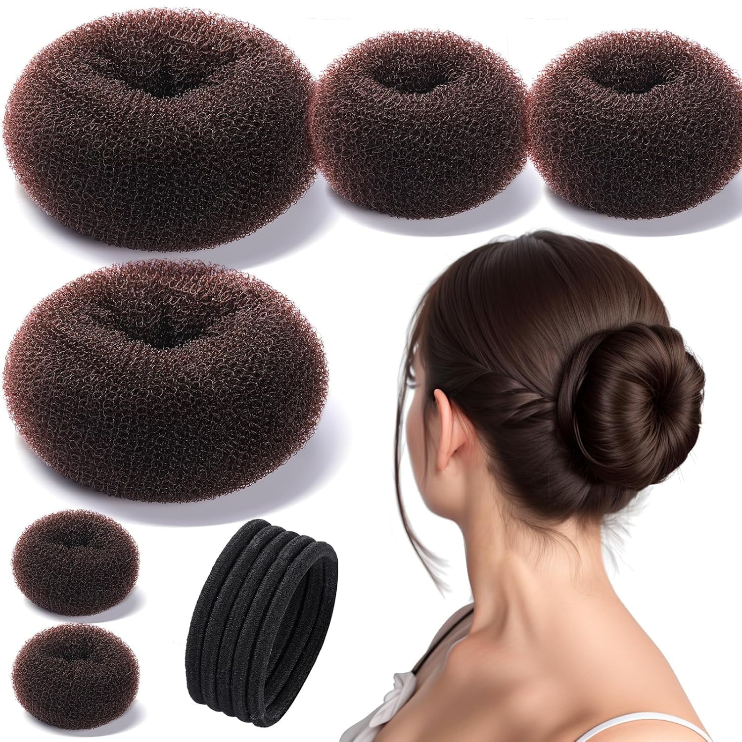 6 Pack Donut Hair Bun Maker Set, Hair Bun Shaper Set Hair Donuts For ...