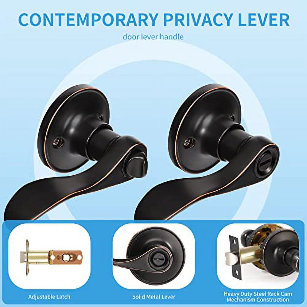 6 Pack Door Handles Oil Rubbed Bronze Without Keys, Interior Door Knobs ...