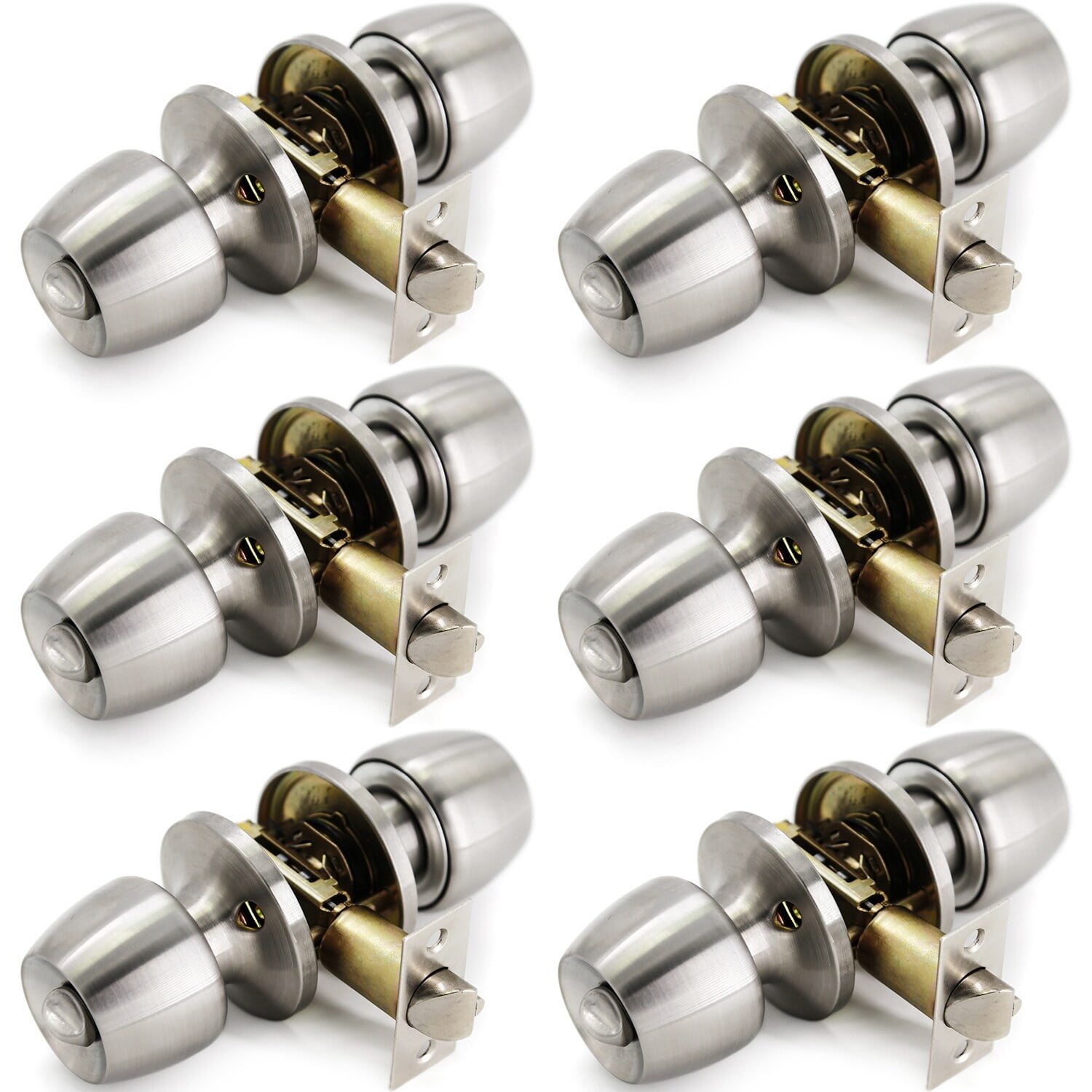 6 Pack Versa Privacy Door Knob and Lock Set for Bedroom, Indoor Handles ...