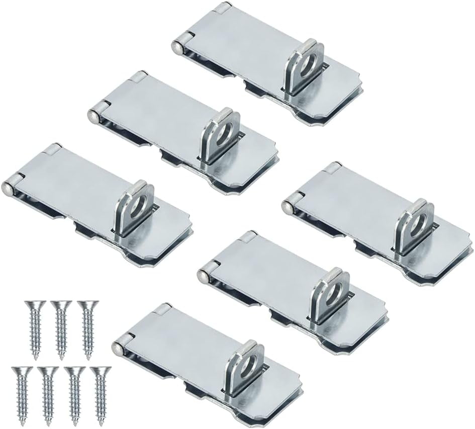 6 Pack Door Padlock Locks Hasp Latch, 3-1/2 inch Safety Packlock Clasp ...
