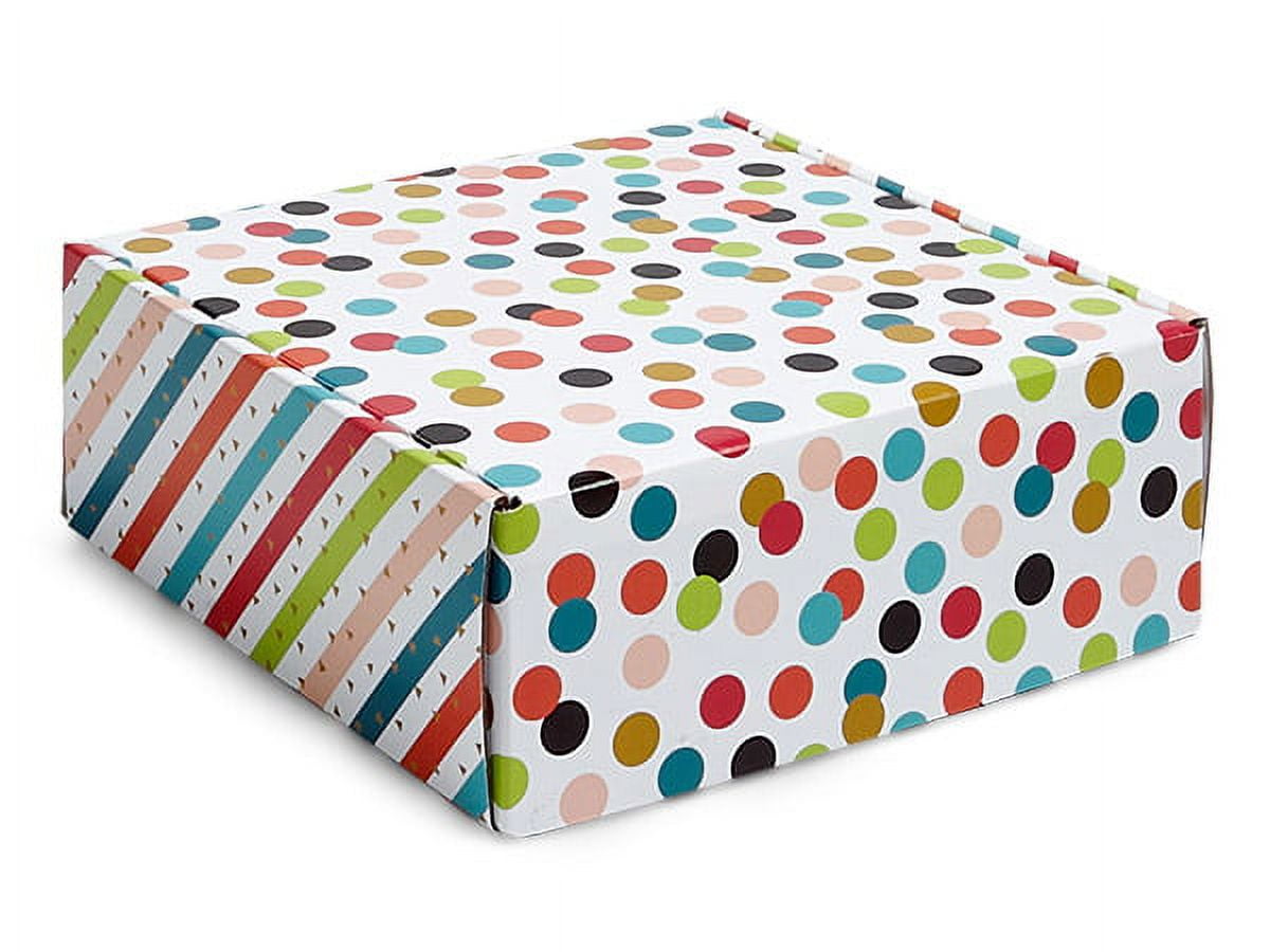 6 Pack, Dots and Stripes Gourmet Shipping Box, 8X8X3" for Gourmet Gift ...