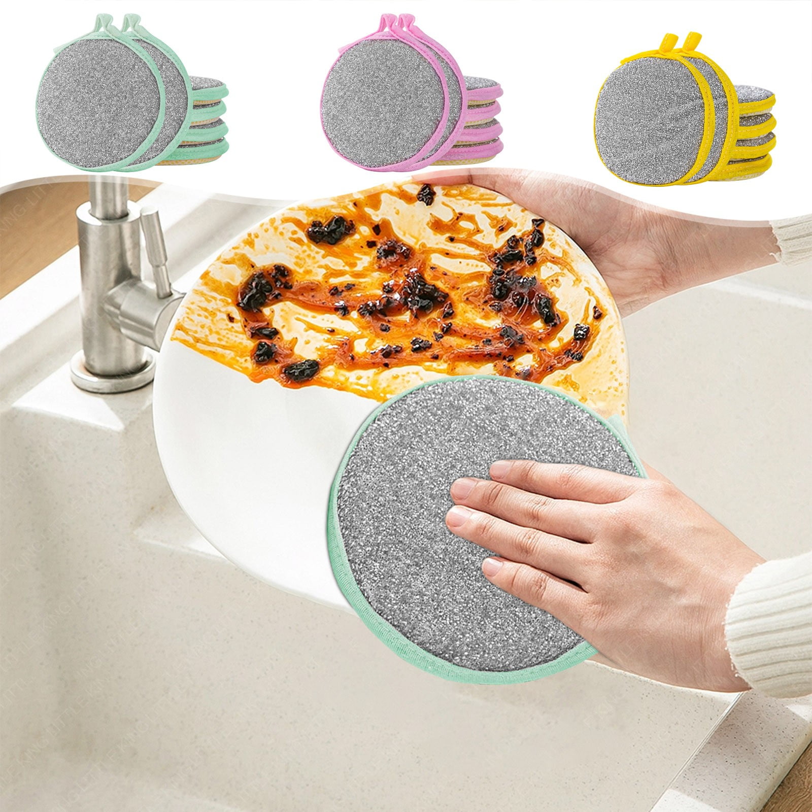 6-Pack Double Sided Premium Scrub Sponges - Quick-Foaming Cleaning Pads ...