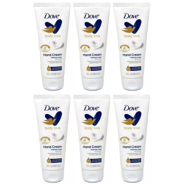 6 Pack Dove Body Love Intense Care Moisturizing Hand Cream 3 oz ...