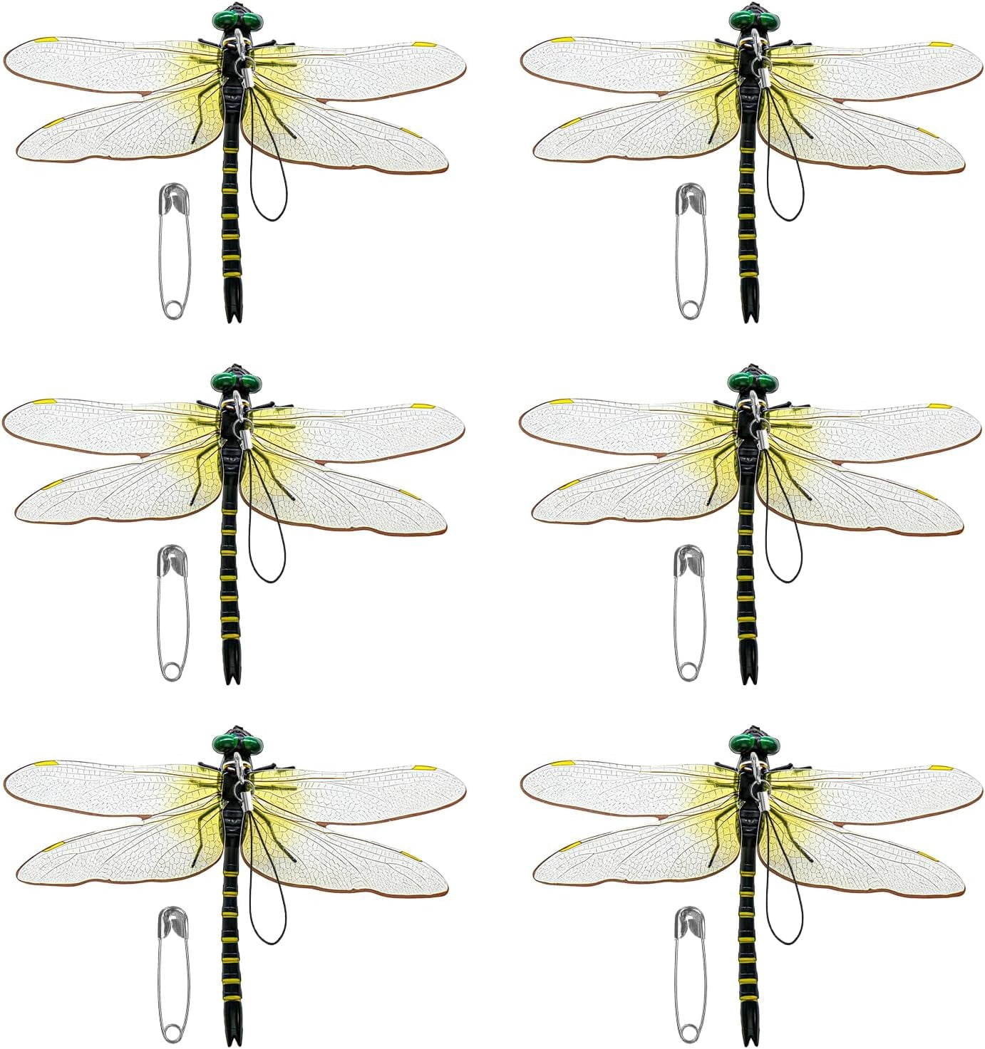 6 Pack Dragonfly Clips, Lifelike Dragonfly Ornaments Outdoor Yard ...