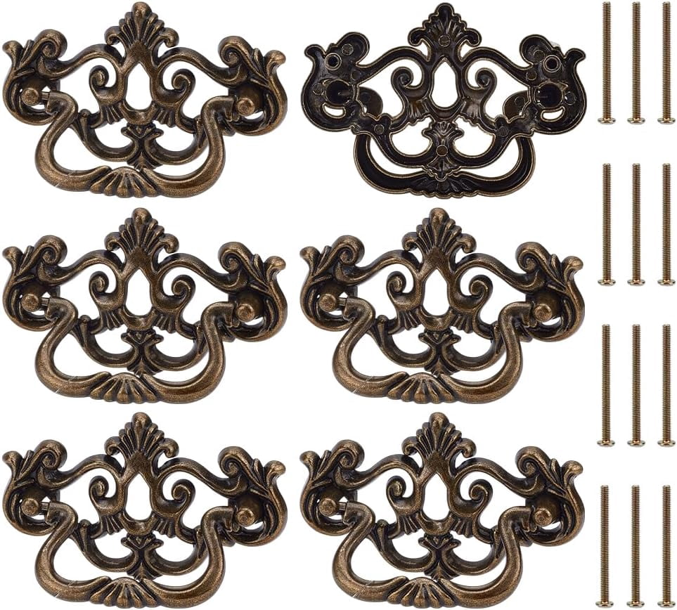 6 Pack Drawer Pulls Dresser Drawer Pull Handles 4" Vintage Cabinet ...