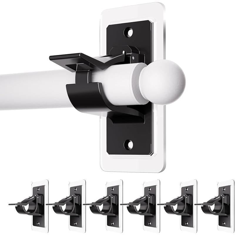 6-Pack No Drill Needed Curtain Rod Holders, Self Adhesive Rod Brackets ...