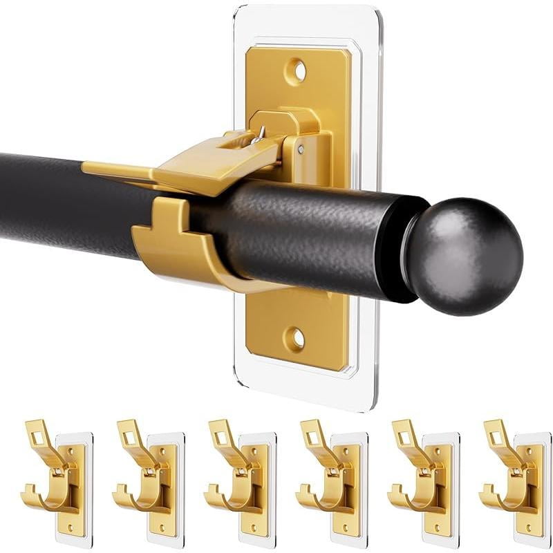 6-Pack No Drill Needed Curtain Rod Holders, Self Adhesive Rod Brackets ...