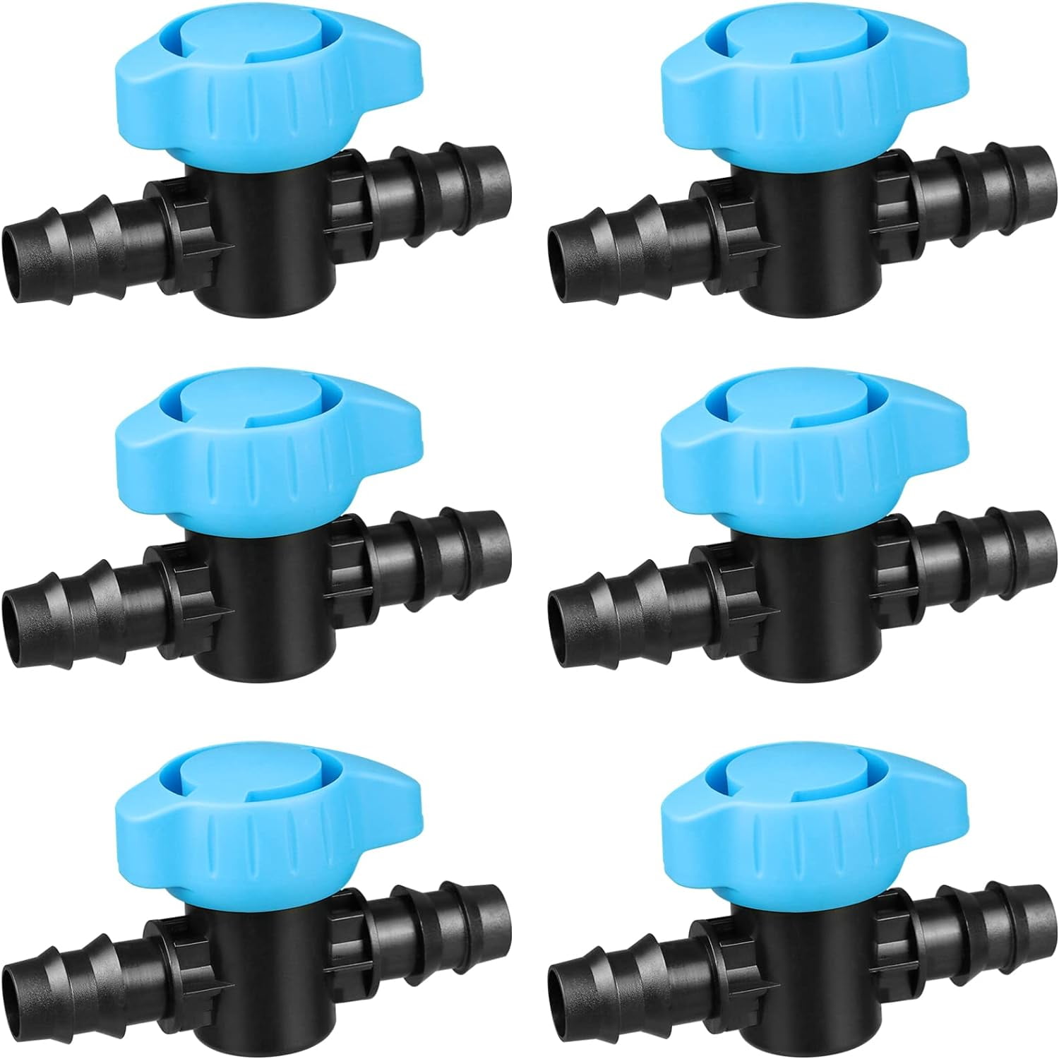 6 Pack Drip Irrigation 1/2 inch Barbed Valve, Drip Line Parts 1/2" Shut ...