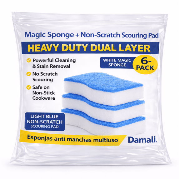 6-Pack Dual Layer Magic Sponge Erasers, Non-Scratch Melamine Cleaning ...